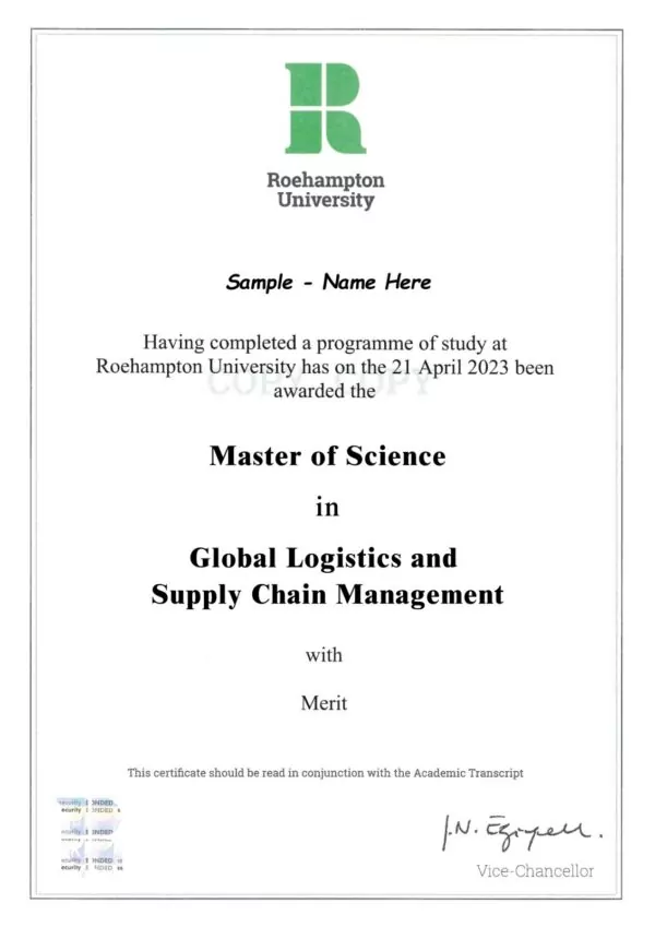 Masters of Global Logistics and Supply Chain Management Singapore