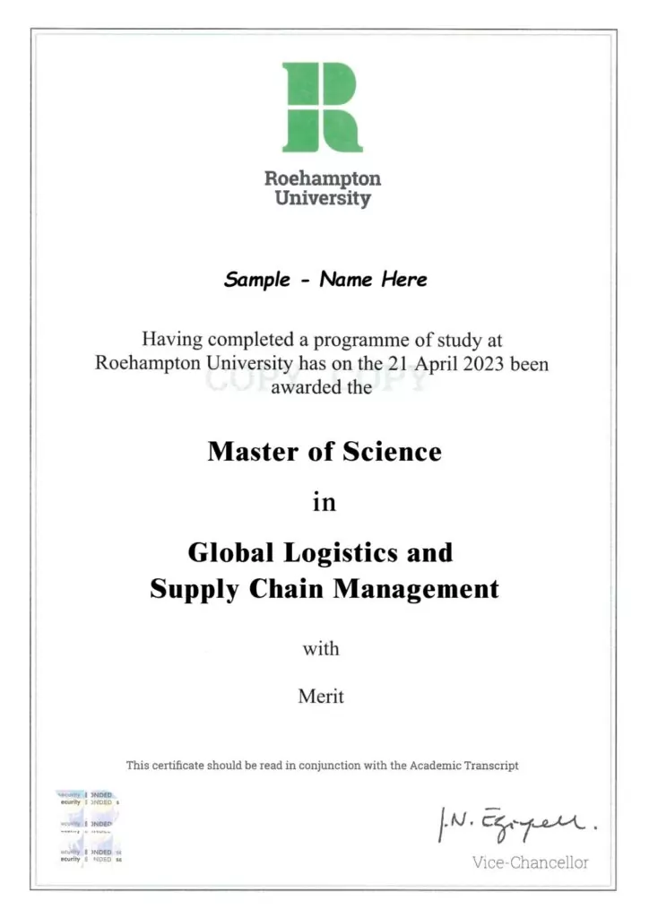 Masters of Global Logistics and Supply Chain Management Singapore