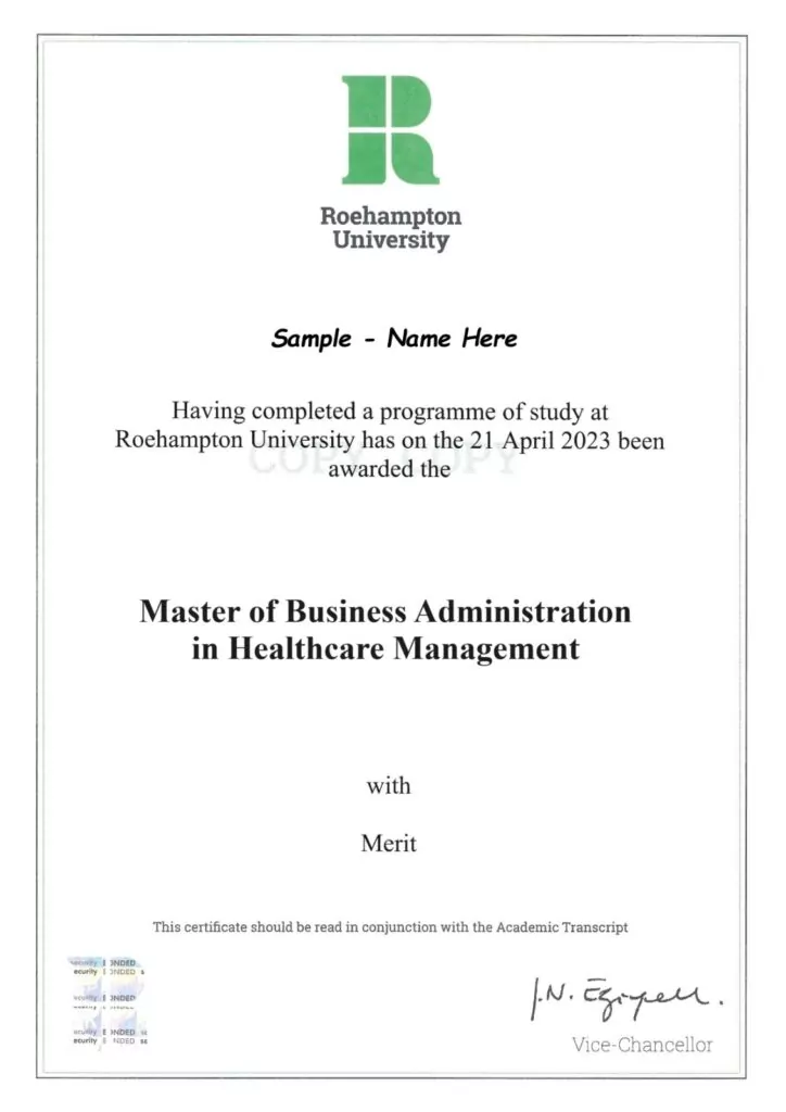 MBA Healthcare Management (Singapore)